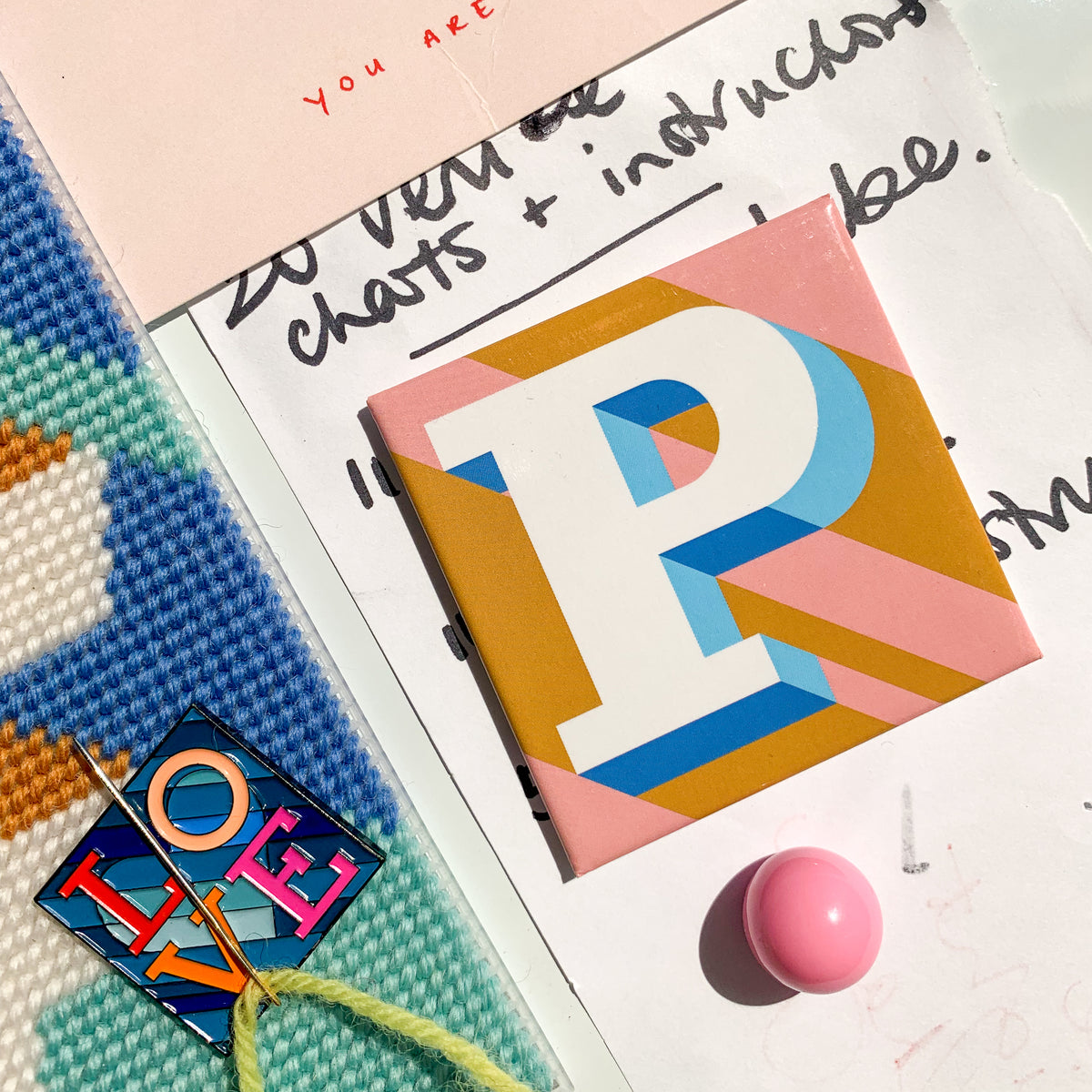 Peach ‘P’ Alphabet Needlepoint Kit – Hannah Bass
